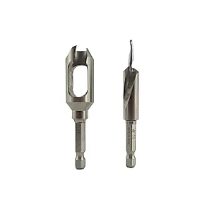 WoodOwl 58S-11 Plug Cutter/Countersink Set 3 mm (~1/8”) Pilot Hole and 8 mm (~5/16”) Countersink and Plug, Cuts Plugs with Cordless Drills