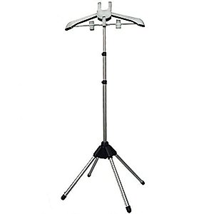 Luumerser Foldable Garment & Clothes Drying Rack,Adjustable Height,Elescopic Rod Adjustable（Steamer Support Rack Overall hHeight 63 Inches / 160cm） (Grey), Gray
