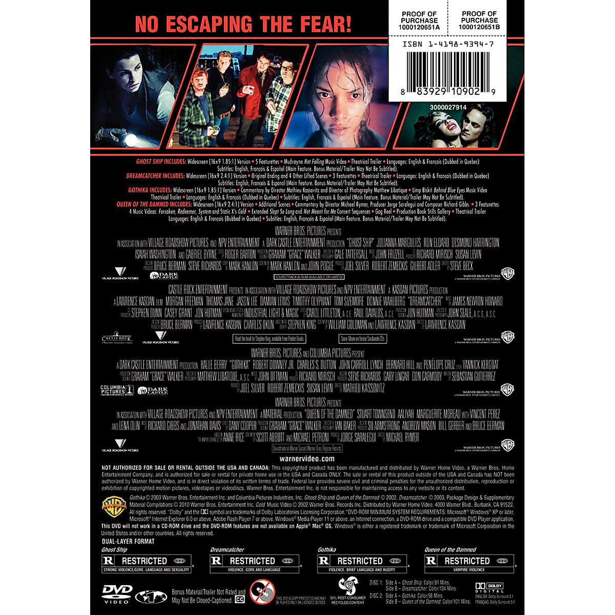 4 Film Favorites: Thrillers (Dreamcatcher, Ghost Ship, Gothika, Queen of the Damned)