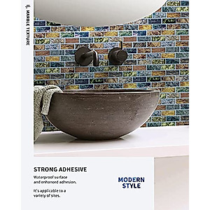 Art3d 10-Piece Peel & Stick Kitchen/Bathroom Backsplash Tiles, 12" X 12" Colorful Marble Tile Design