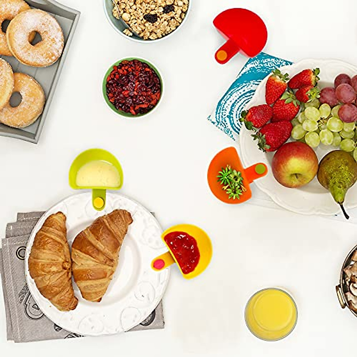 Dip Clip Bowl Plate Holder -8pcs Color Plastic Dish Chip And Dip Serving Set For Spice Tomato Sauce Salt Veggie Vinegar Ketchup Chips - Chip Clips Holders Cup Paper Plate Holder Condiment Cups Dipping