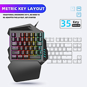 ViewHope 1 Handed RGB Mechanical Gaming Keyboard, Gaming Keypad, RGB Backlit 35 Keys Portable Mini Gaming Keypad,Customizable RGB Lighting, Classic Black