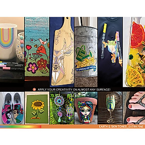 36 Acrylic Paint Pens Skin and Natural Earth Tone Marker Set For Rock Painting, Canvas, Mugs, Glass, Plastic, Wood, Metal, Fabric, Scrapbooking, Most Surfaces. Quick Drying Waterbased (EXTRA FINE)