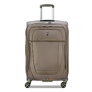 DELSEY Paris Helium DLX Softside Expandable Luggage with Spinner Wheels, Mocha, Checked-Medium 25 Inch