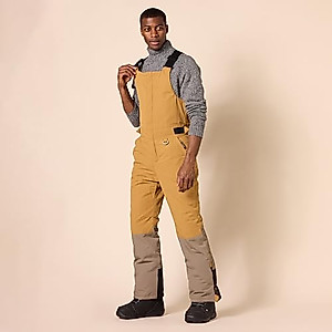 Amazon Essentials Men's Water-Resistant Insulated Snow Bib Overall, Gold Light Brown Color Block, Medium