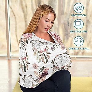Nursing Cover Breastfeeding Scarf Ethnic Boho Floral- Baby Car Seat Covers, Stroller Cover, Carseat Canopy (n)