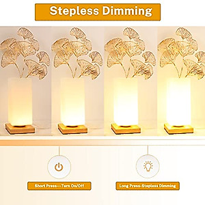 Floresita Vase Lamp Table Lamp USB Charge Flower Lamp Vase Table Lamp Dimmable Bedside Lamp Frosted Glass Shade with Wood Base for Bedroom Living Room Office Desk