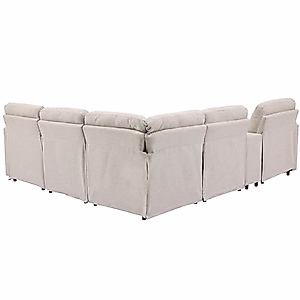 FANYE Modern Power Reclining Motion Sectional Sofa L-Shaped Corner Recliner Upholstered Couch with USB Ports,Power Socket,Storage Console and Cupholders for Living Room/Home Theater