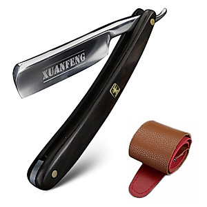 Straight Razor, Wooden Straight Edge Razor for Man Stainless Steel Manual Razor Kit Wood Shaving Razor Vintage Straight Razor for Man, Barber Hairdressing Razor,#01