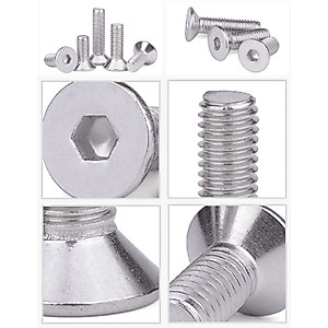 Guard4U 160Pcs #8-32 UNC 304-Stainless Steel Flat Head Countersunk Hex Socket Cap Bolts Screws Nuts Assortment Kit- #8-32x 1/4" 5/16" 3/8" 1/2" 5/8" 3/4" 7/8" 1"