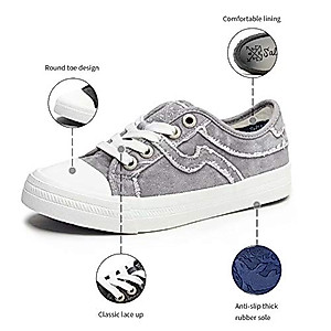 SALT&SEAS Women's Canvas Fashion Sneakers Low Top Lace Up Comfortable Casual Shoes Walking Flats Grey, 10