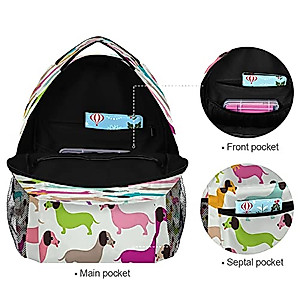 ALAZA Colorful Dachshund Puppy Pug Dog Travel Laptop Backpack Business Daypack Fit 15.6 Inch Laptops for Women Men