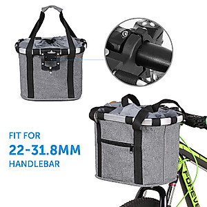 Lixada Bike Basket, Small Pet Cat Dog Carrier Bicycle Handlebar Front Basket Folding Detachable Removable Easy Install Quick Released Picnic Shopping Bag, Max. Bearing: 11lbs