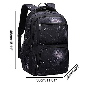 JiaYou Space Pattern Galaxy Backpack Boys Primary Junior Middle School Daypack Men High Middle School Laptop Bag(Black Star,Backpack Only)