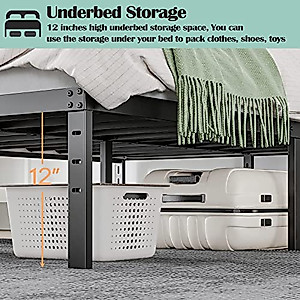 COMASACH King Bed Frame with Headboard, 14 Inch High 3500lbs Heavy Duty Steel Slats Support Metal Bed Platform No Box Spring Needed,Noise-Free,Easy Assembly-Black