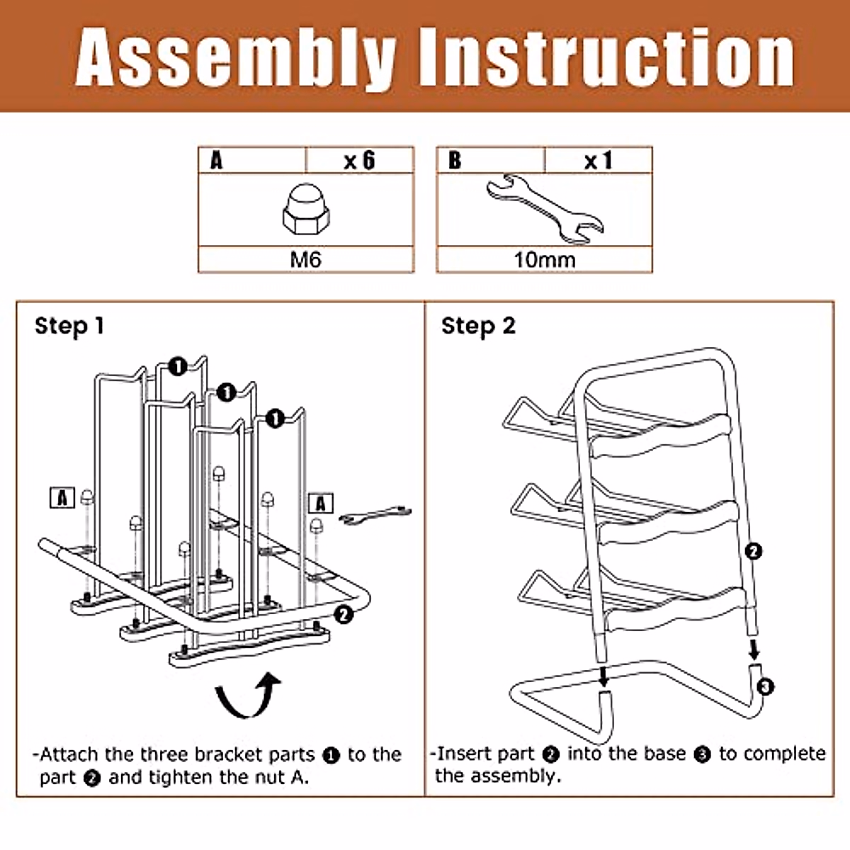 AQAREA Wine Racks Countertop（Iron&Wood） Rustic 3-Tier 6-Wine Bottles Holder Countertop Small Wine Bottle Storage Rack Stand
