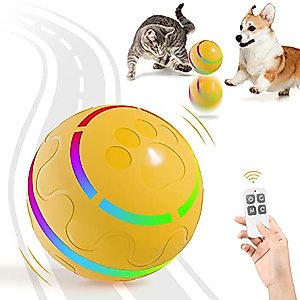 【2023 Newest】Interactive Dog Toy Ball with Remote Control and LED Flash Light, Rechargeable Wicked Ball Made of Durable Safe TPU, Motion Activated Rolling Ball Toys for Dogs/Cats with 2 Work Modes
