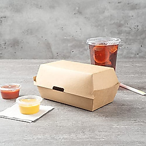 Bio Tek 6.7 x 3.5 x 3.5 Inch Clamshell Food Containers, 100 Disposable Sandwich Containers - Hinged Lid, Tab-Lock Closure, Kraft Paper Hot Dog Containers, Recyclable, Greaseproof