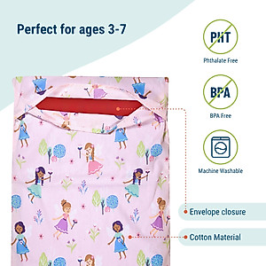 Wildkin Kids Nap Mat Cover – Soft, Sewn-in Flap, Durable & Fits 1.5"" Vinyl Sleep Mats - Fairy Garden