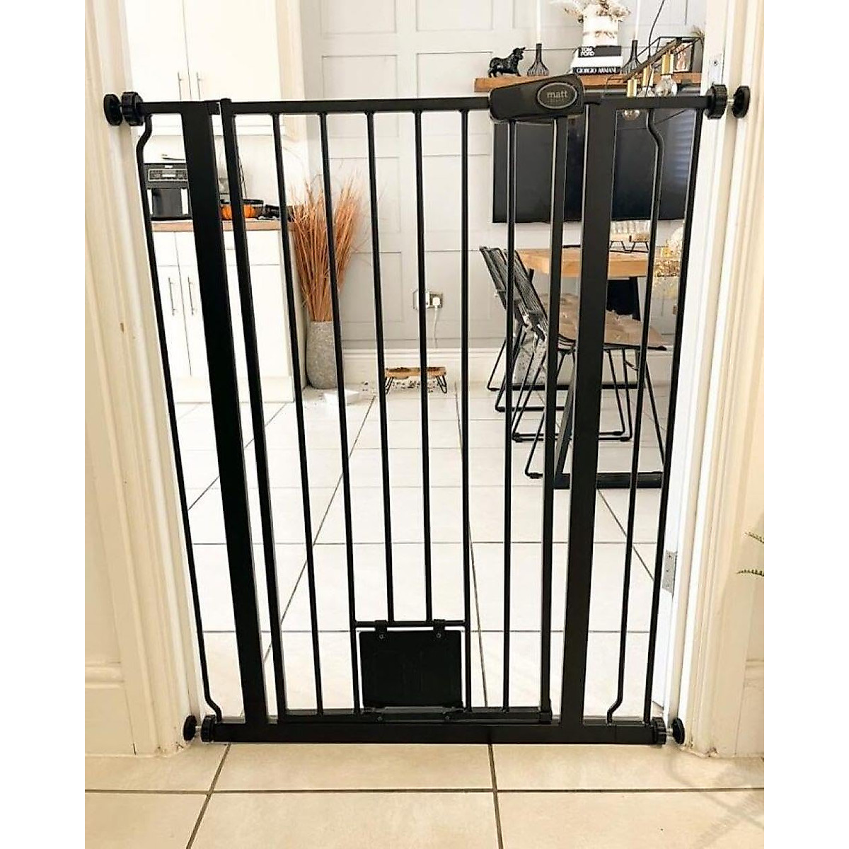 Bettacare Gate with Lockable Cat Flap Matt Black 75cm - 84cm