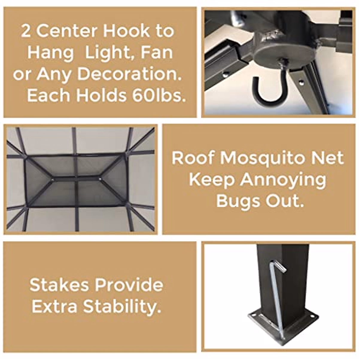 LHLLHL 12 ft. x 10 ft. Aluminum Hardtop Outdoor Patio Gazebo with Insulated Double-Roof Hardtop and Netting