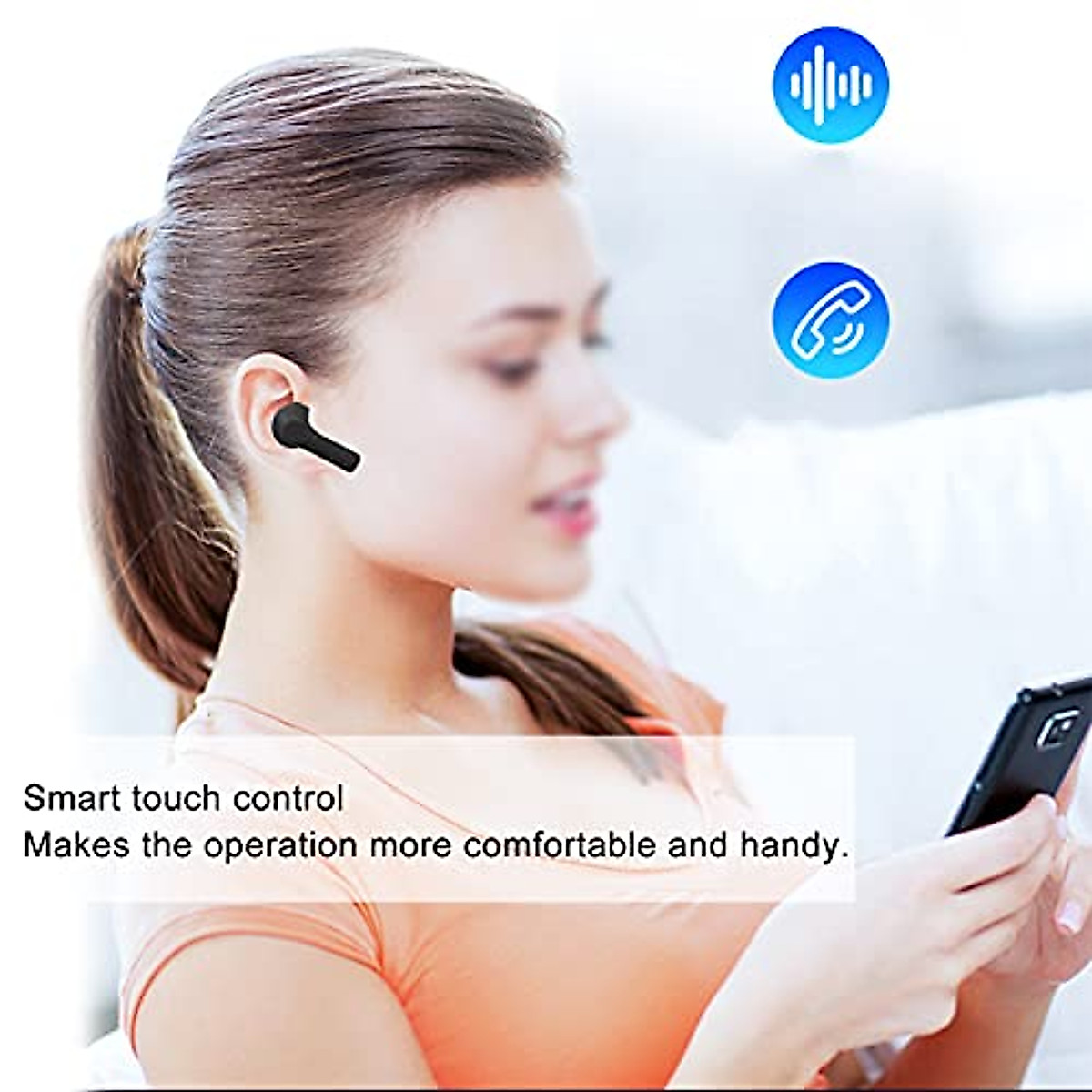 Xiuganpo Wireless Earbuds Bluetooth 5.0 Waterproof Headphones, in-Ear Earbuds Auto-Pair with LED Digital Display Wireless Charging Case, Smart Touch Control Earphones for Sports(1)