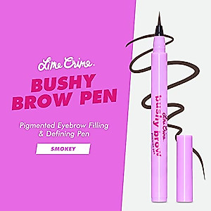 Lime Crime Bushy Brow Pen, Smokey (Black Brown) - Thin Precision Eyebrow Pencils Define, Shape, Build, Fill In & Flick Up - Eyebrow Filler for Natural Looking Brows - Vegan & Cruelty-Free…