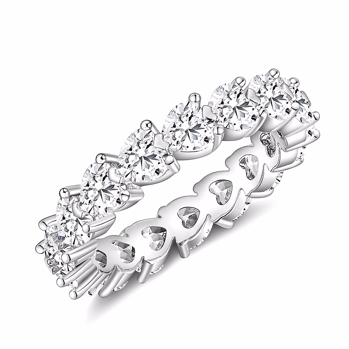 SHINYSO Wedding Band for Women Infinity Heart-Shaped Cubic Zirconia Ring Engagement Stacking Promise Rings for Her Silver Size 6