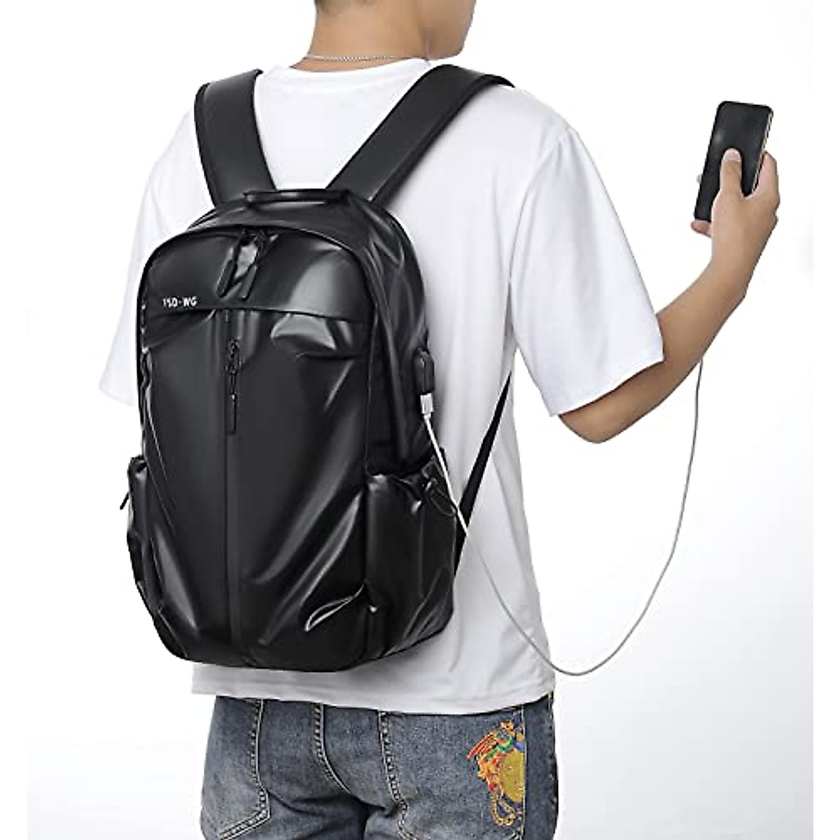 FSDWG Travel Laptop Backpack, Water Resistant College School Computer Bag Gifts for Men Fits 15.6 Inch Notebook