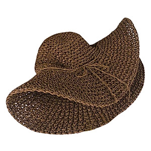 HugeStore Floppy Foldable Wide Brim Chic Sun Hat Sun Visor Summer Beach Straw Hat for Women Ladies Brown