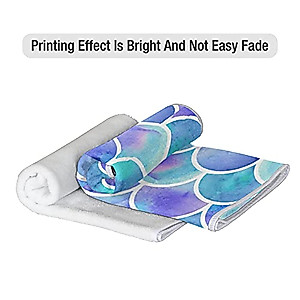 Mermaid Scale Hand Towel, Rainbow Mermaid Scale Face Towel Ultra Soft Highly Absorbent Decorative Guest Towels Fingertip Bath Towel for Bathroom Kitchen Hotel Home 30x15 Inch