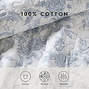Laura Ashley Home - King Size Quilt Set, Cotton Reversible Bedding, Lightweight Home Decor for All Seasons (Amberley Blue, King)