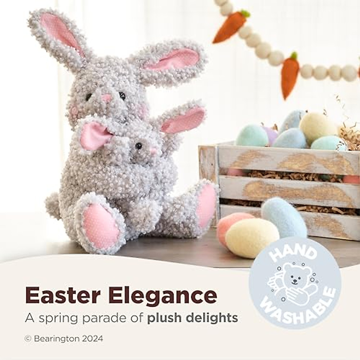 Bearington Bunny Hugs The Bunny Stuffed Animal, 10 Inch Easter Plush Rabbit Stuffed Animal