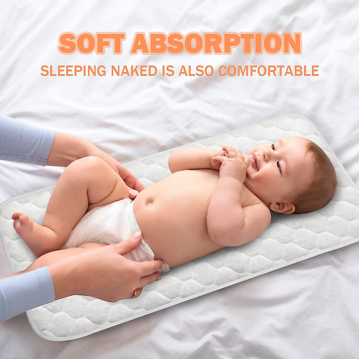 Waterproof Changing Pad Liners, 26" x 13" Hypoallergenic & Reusable Ultra Soft Changing Table Cover Liners , 3 Pack Portable Baby Diaper Change Mat - White