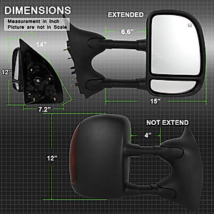 ACANII - Telescoping LED Signal+Power+Heat Towing Mirrors For PAIR(2) 1999-2007 Ford F250~F550 SUPERDUTY 00-05 Excursion