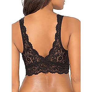 Smart & Sexy Women's Signature Lace Deep V Neck Wireless Bralette, Bralettes For Women With Support, Bralettes and Bralette Pack In the Buff/White/Black M
