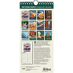 National Parks Poster Art of the WPA Perpetual Calendar Birthday Anniversary Family Date Annual Reminders 5.5" x 11.5"