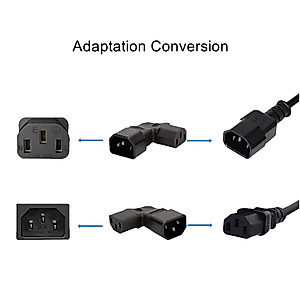 Fielect IEC320 Male C14 to Female C13 Power Socket Adapter AC110-250V 16A C14 to C13 Plug Adapter, 1Pcs WA-0143