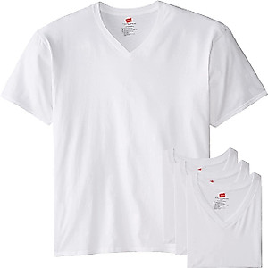 Hanes Men's Size 3-pack Man V-neckt-shirt, White, 5X-Large/Tall