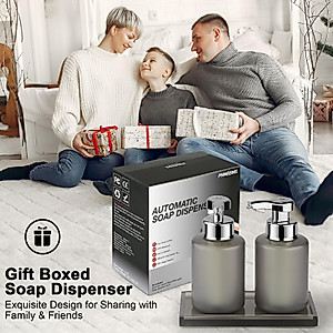 Automatic Soap Dispenser Liquid Set with Tray, Hand Free Soap Dispenser Rechargeable Soap Dispenser Touchless Soap Dispenser Smart Electric Auto Dish Soap Dispenser for Bathroom, Kitchen, Commercia