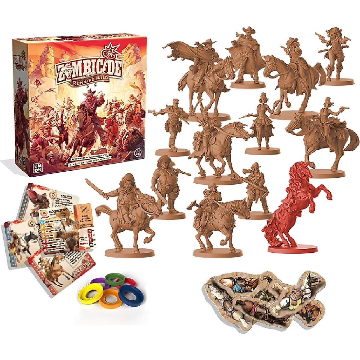 Zombicide Running Wild Expansion - Ride or Die in The Undead West! Cooperative Strategy Game with Tabletop Miniatures, Ages 14+, 1-6 Players, 45-60 Min Playtime, Made by CMON