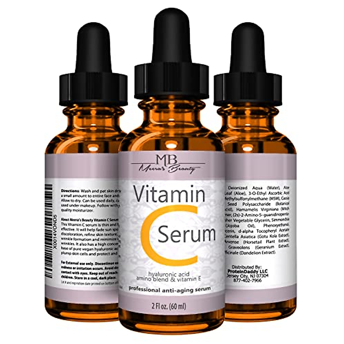 DOUBLE SIZED (2 oz) PURE VITAMIN C SERUM FOR FACE With Hyaluronic Acid - Anti Wrinkle, Anti Aging, Dark Circles, Age Spots, Vitamin C, Pore Cleanser, Acne Scars, Organic Vegan Ingredients