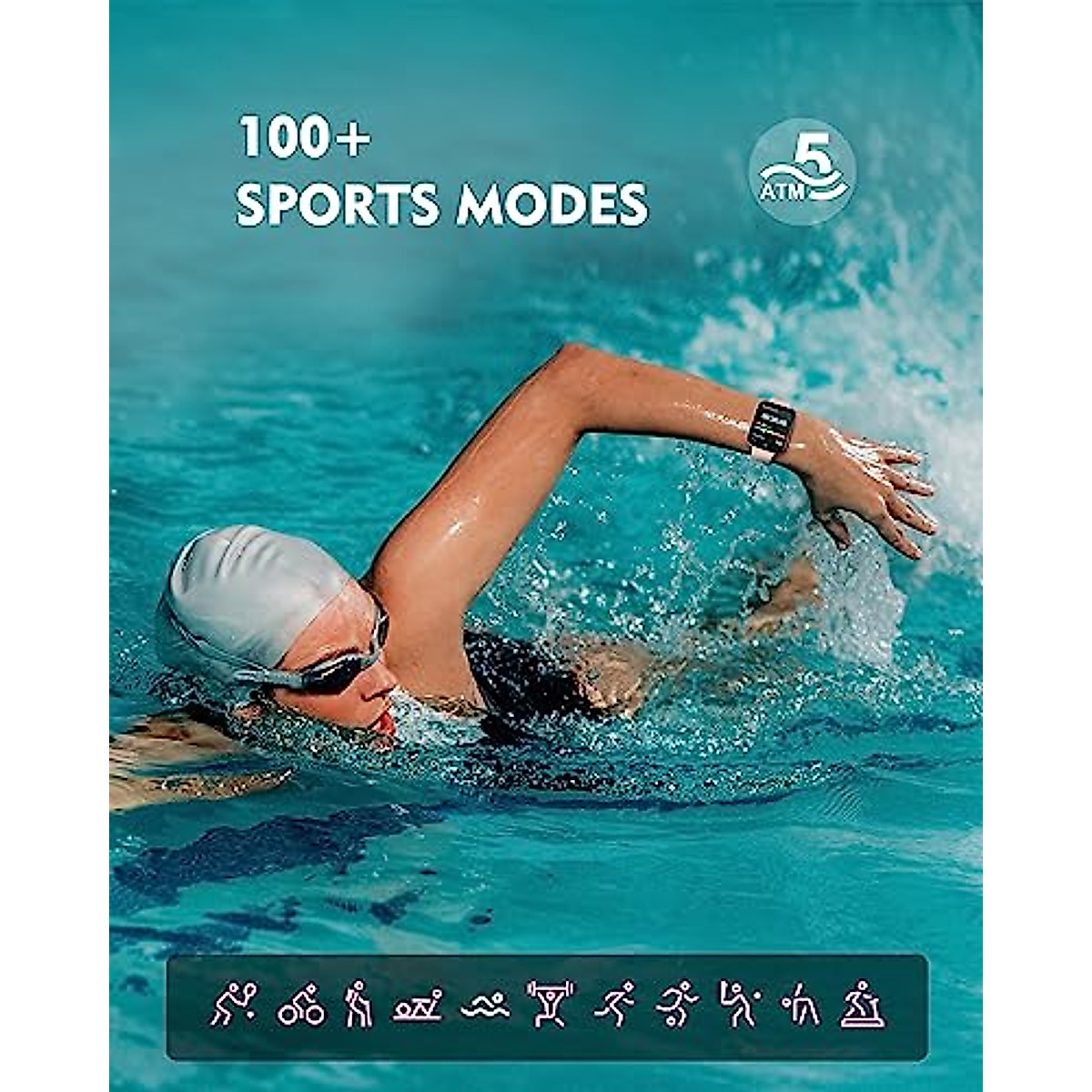 Smart Watch for Women Men with Bluetooth 5.0 Call SOS,14-Day Battery Life,1.83" Fitness Tracker Watch with [24H Heart Rate SpO2 Sleep Monitor],5ATM Watreproof Calculator Music Speaker for Android&iOS