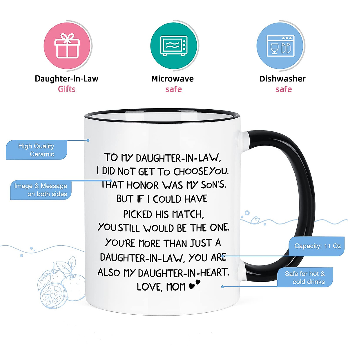 YHRJWN - Daughter In Law Gifts, Funny Daughter In Law Coffee Mug, Gifts for Daughter In Law form Mother In Law, Mothers Day Gifts for Women Daughter In Law, Christmas Birthday Gifts for 11 Oz