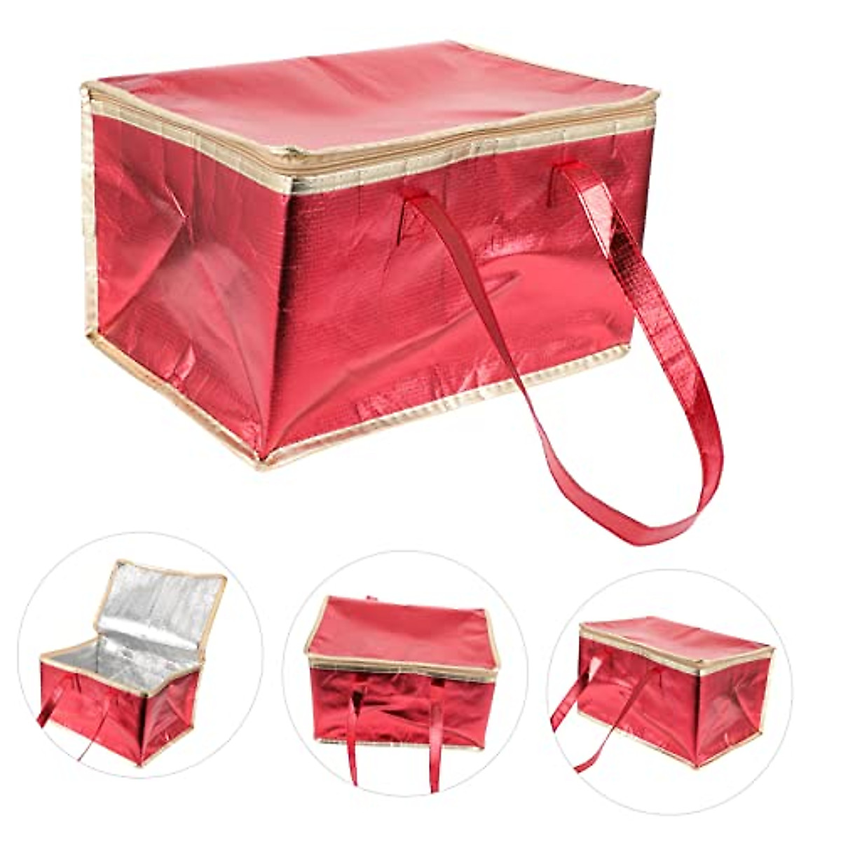 GRIRIW Insulated Bag Pizza Carrier Bag Warmer Bags Food Decor Insulated Food Bag Insulated Pizza Bag Cooler Bags Insulated for Travel Decorative Thermal Food Bag Film Red