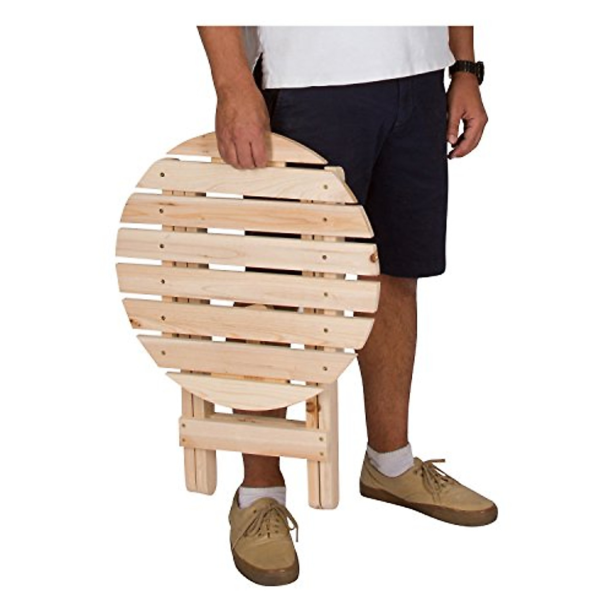 Shine Company 4108N Adirondack Round Folding Side Table – Natural