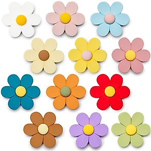 SUNURS 3D Flower Cute Fridge Magnets for Locker, Colorful Strong Decorative Funny Refrigerator Magnets for Whiteboard, Kitchen, and Office (Large & 12 Pieces)