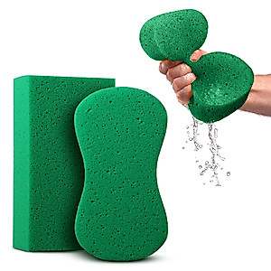 Large Multi-Purpose Sponges - 2 Pack, Perfect for Car Wash & Household Cleaning, Ideal for Tile Grout & Painting