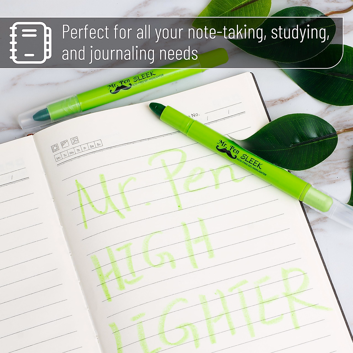 Mr. Pen No Bleed Gel Highlighter, Bible Highlighters, Green, Pack of 4