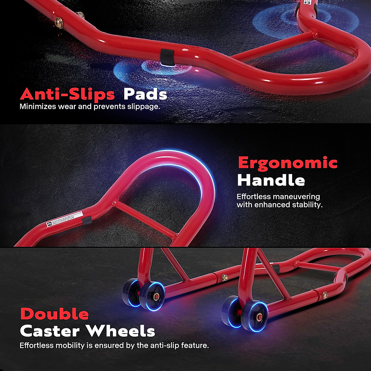 SPECSTAR Motorcycle Stand, 441 Lbs Capacity Rear Wheel Lift with U+L Adjustable Swingarm Spool, Heavy Duty Paddock Stand for BMW Suzuki Yamaha Honda Kawasaki, Black